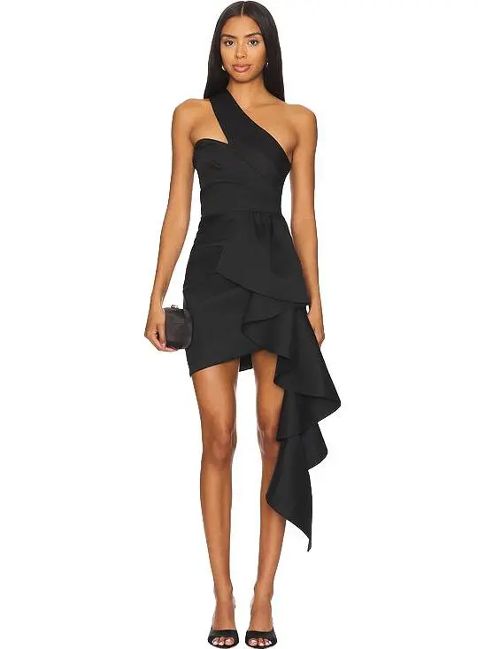 ELLIATT Convergence Asymmetrical Draped Dress - Black