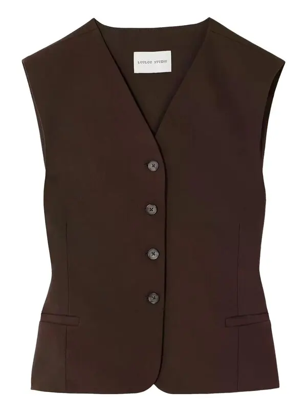 Loulou De Saison Teora Stretch-wool Vest - Brown