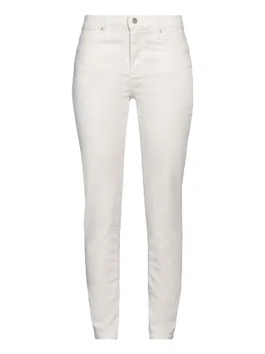 Armani Exchange Slim Fit Stretch Pants With Leather Trims - Off White