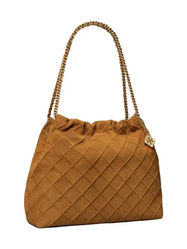 Tory Burch Fleming Soft Suede Hobo Bag - Chicory Brown