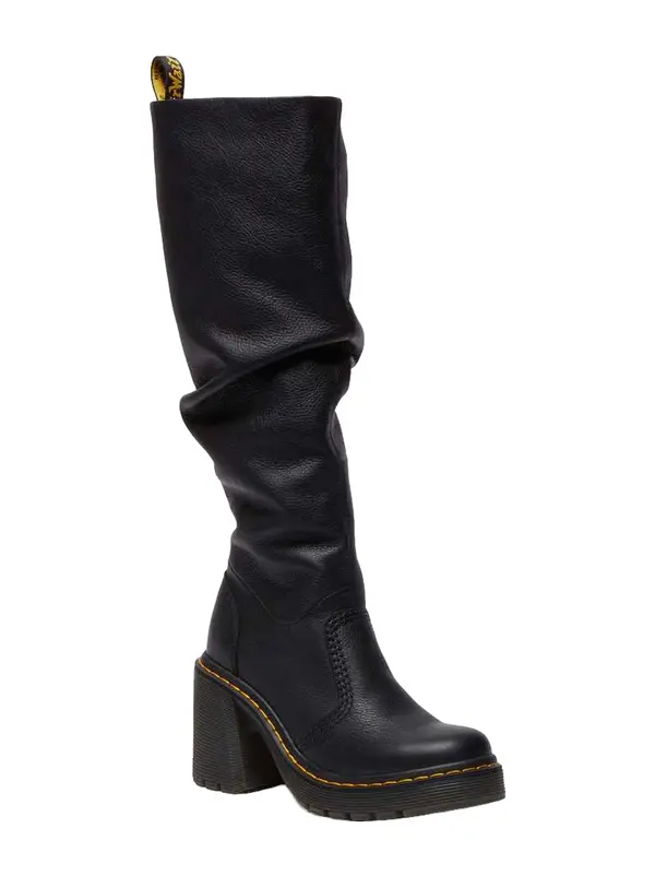 Dr. Martens Kasey Virginia Leather Knee High Boots - Black