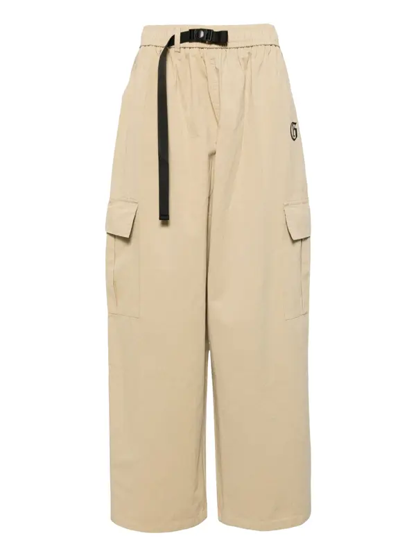 GROUND ZERO Logo-print Cargo Trousers - Brown