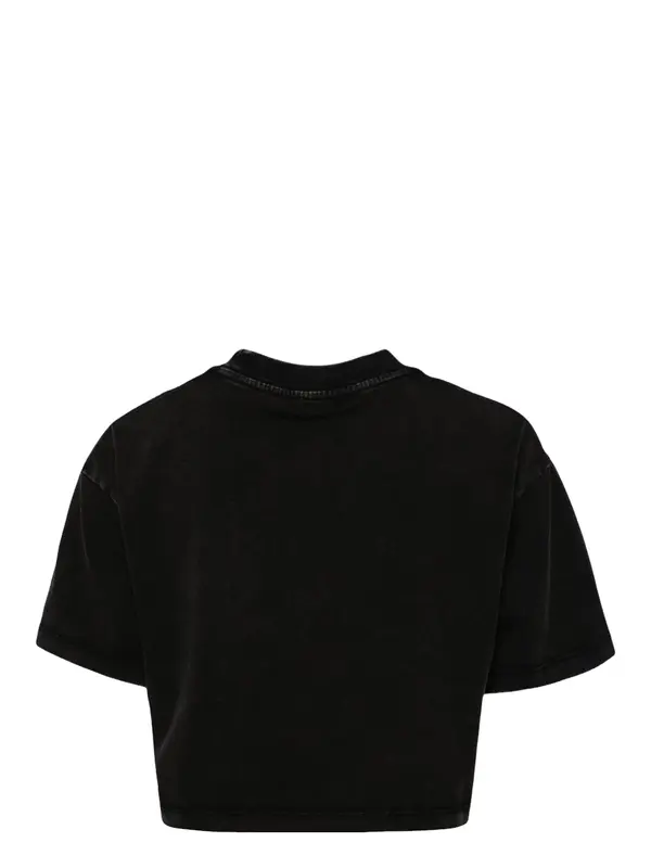 GROUND ZERO Logo-embroidered Cropped T-shirt - Black