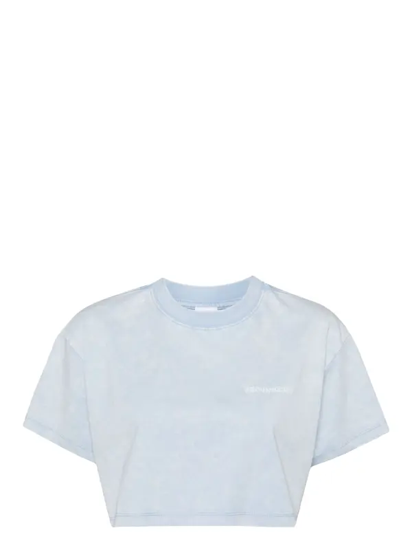GROUND ZERO Logo-print Cropped T-shirt - Blue