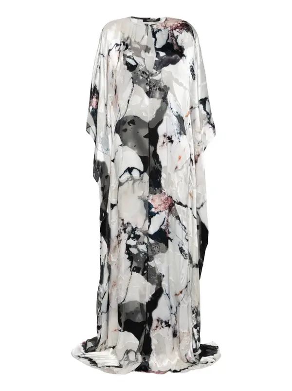Roberto Cavalli Marble-pattern Kaftan - White