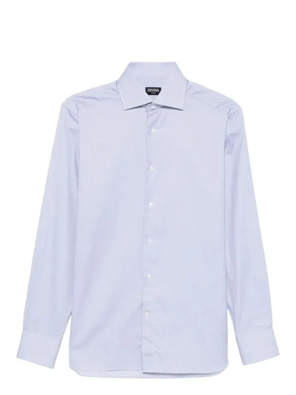 Zegna Pattern-jacquard Shirt - Blue