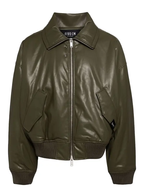 FIVE CM Zipped Faux Leather Jacket - Green