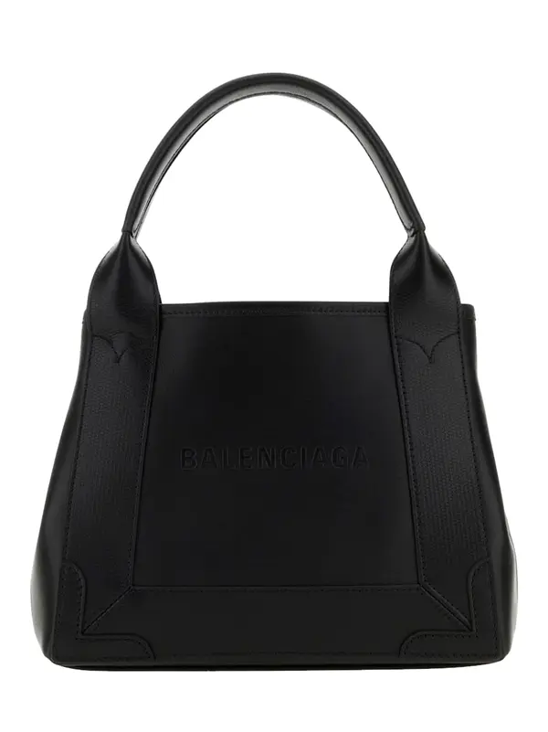 Balenciaga Debossed-logo Leather Tote - Black