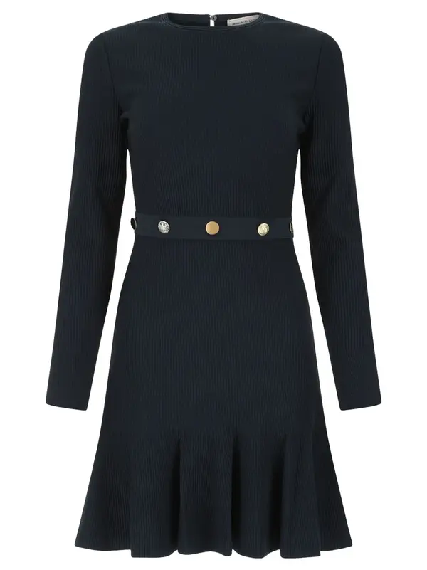 Alexander McQueen Ribbed-knit Mini Dress - Blue