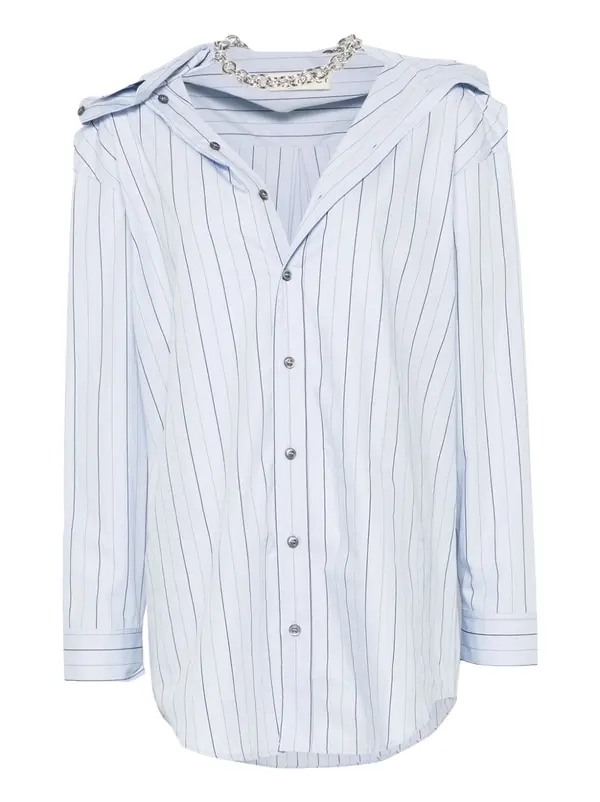 Y/project Striped Cotton Poplin Shirt - Blue