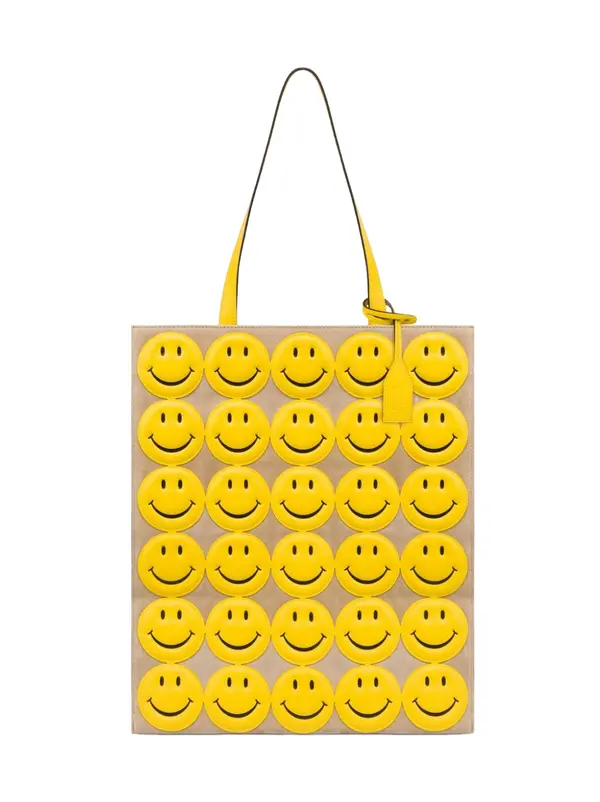 Moschino Smiley Leather Shoulder Bag - Yellow