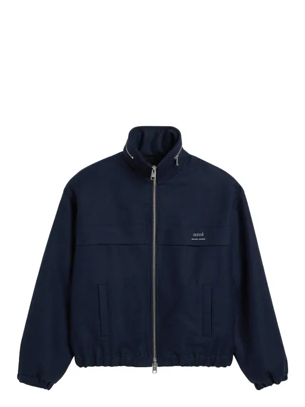 Ami Virgin Wool Hooded Jacket - Blue