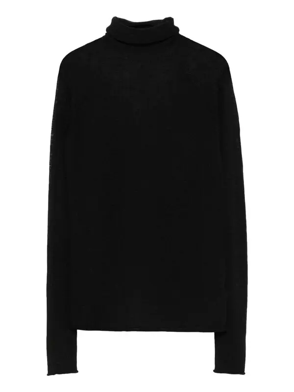 ROBERTO COLLINA Semi-sheer Roll Neck Sweater - Black