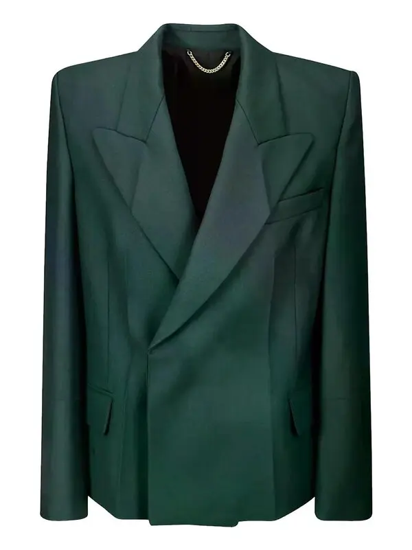 Victoria Beckham Pointed-shoulder Double-breasted Blazer - Green