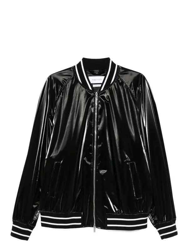 Alexander McQueen Striped-trim Bomber Jacket - Black
