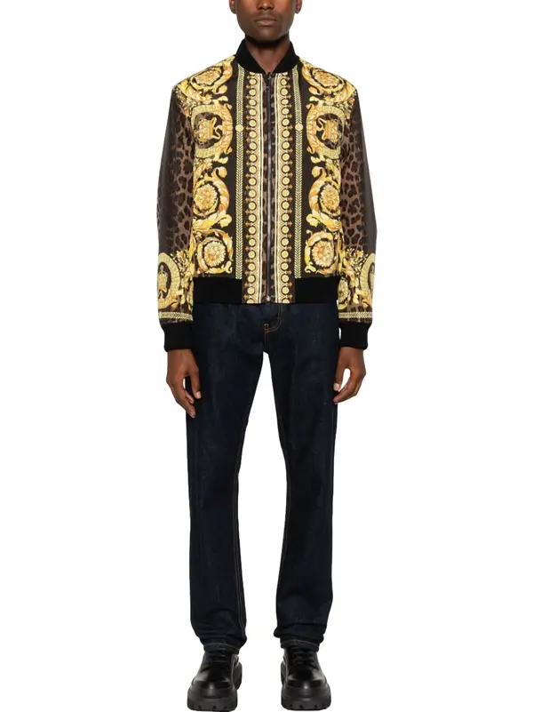 Versace Barocco-print Bomber Jacket - Black