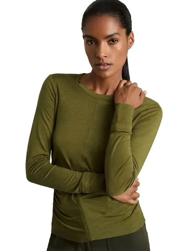 REISS Sierra Ruched Top - Green