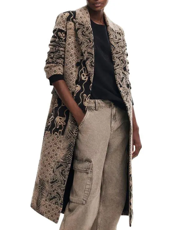 Desigual Niza Patchwork Coat - Beige Multi
