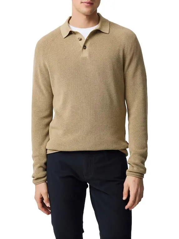 Rodd & Gunn Eastern Bush Long Sleeve Cotton Rib Polo Sweater - Camel
