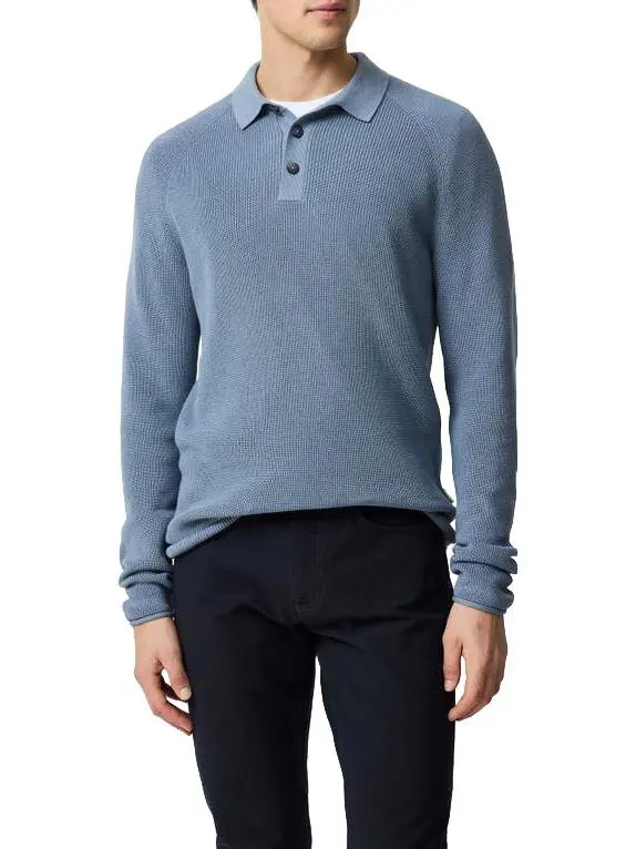 Rodd & Gunn Eastern Bush Long Sleeve Cotton Rib Polo Sweater - Flint
