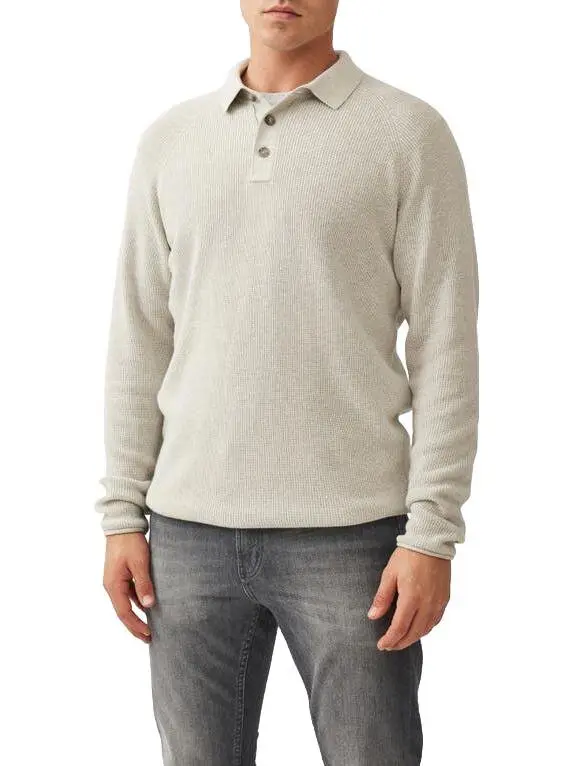Rodd & Gunn Eastern Bush Long Sleeve Cotton Rib Polo Sweater - Grey Marle