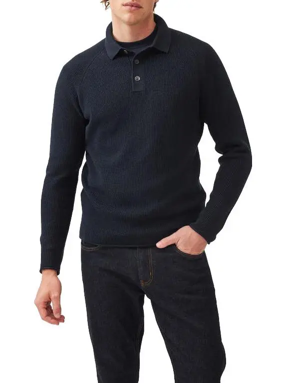 Rodd & Gunn Eastern Bush Long Sleeve Cotton Rib Polo Sweater - Navy