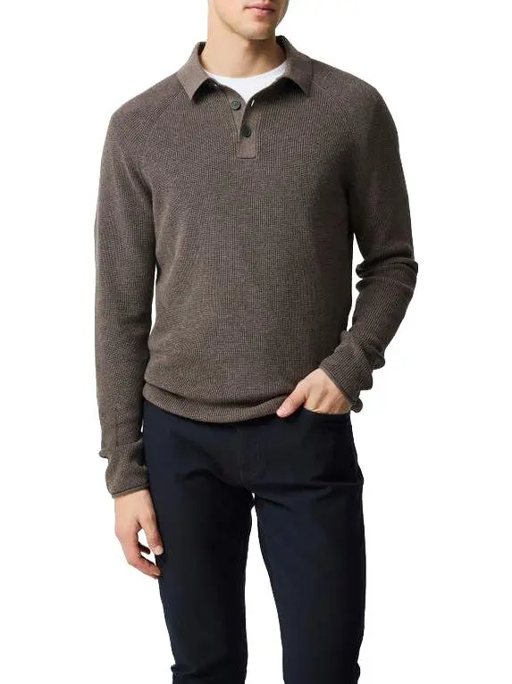 Rodd & Gunn Eastern Bush Long Sleeve Cotton Rib Polo Sweater - Sable