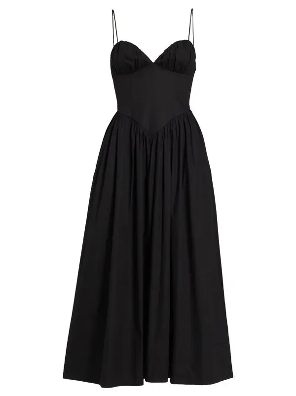 Ronny Kobo Carmine Corset Cotton Midi-dress - Jet Black