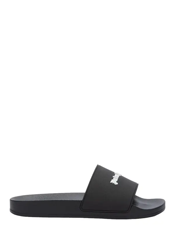 Palm Angels Classic Logo Pool Slides - Black/white