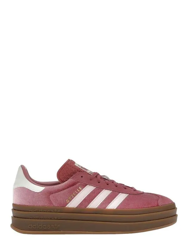 Adidas Gazelle Bold Velvet Sneakers - Preloved Crimson/sandy Pink/off White