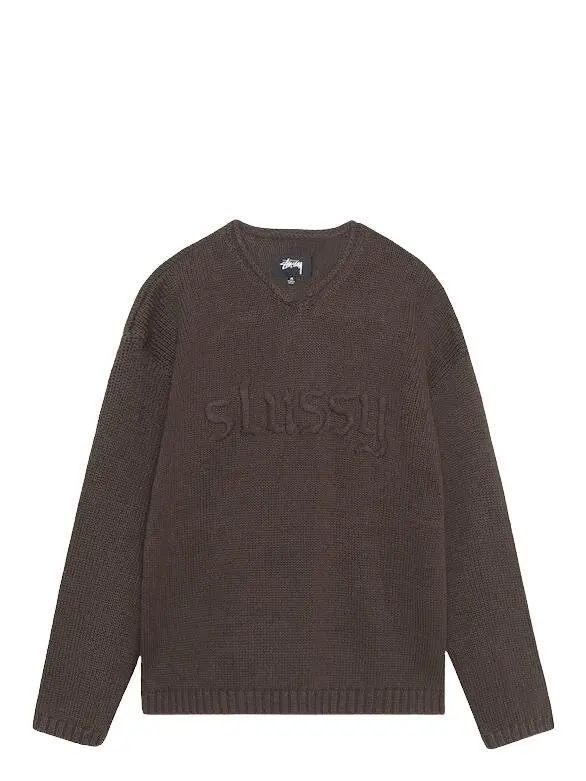 StÜssy Embroidered V-neck Sweater - Brown