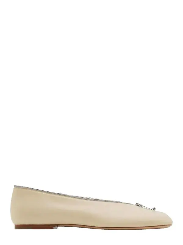 Burberry Leather Sadler Zip Ballerinas - Soap