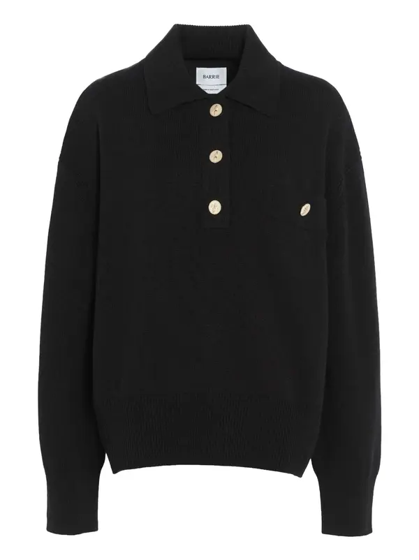 BARRIE Cashmere Polo Sweater - Black
