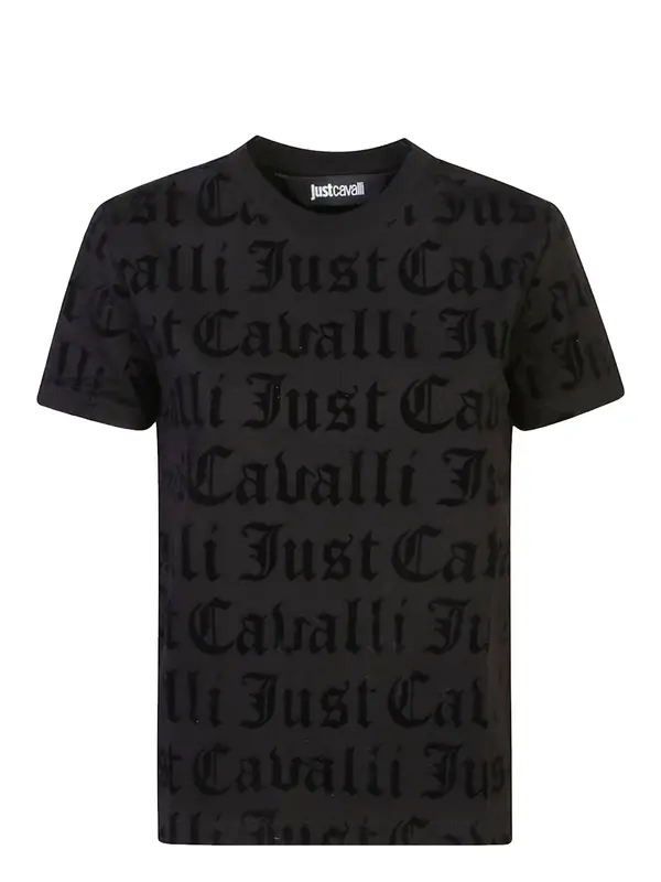 Just Cavalli Flocked Logo T-shirt - Black