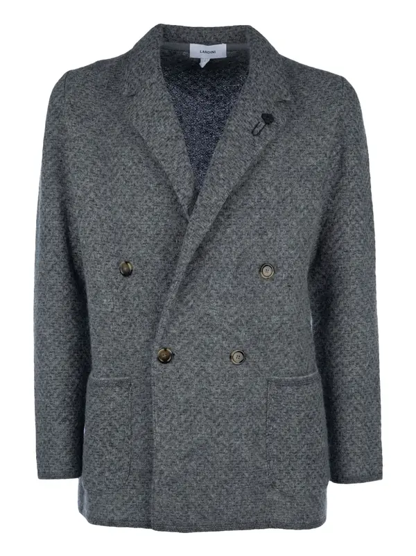LARDINI Mélange-effect Knitted Blazer - Grey