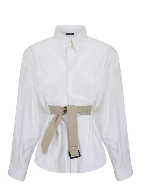 Balenciaga Belted Cotton Shirt - White