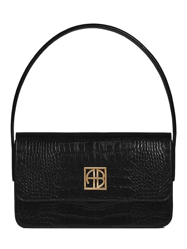 ANINE BING Elly Shoulder Bag - Black Embossed