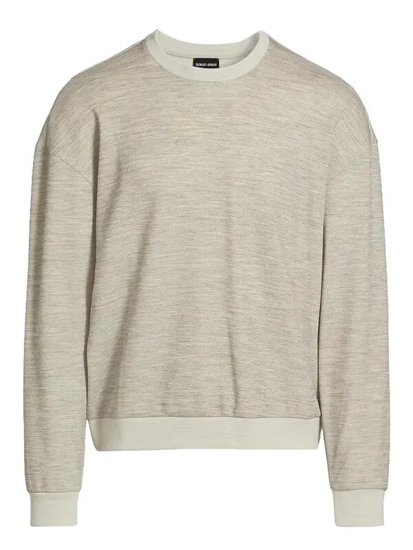 Giorgio Armani Wool Jersey Crewneck Sweater - Tan