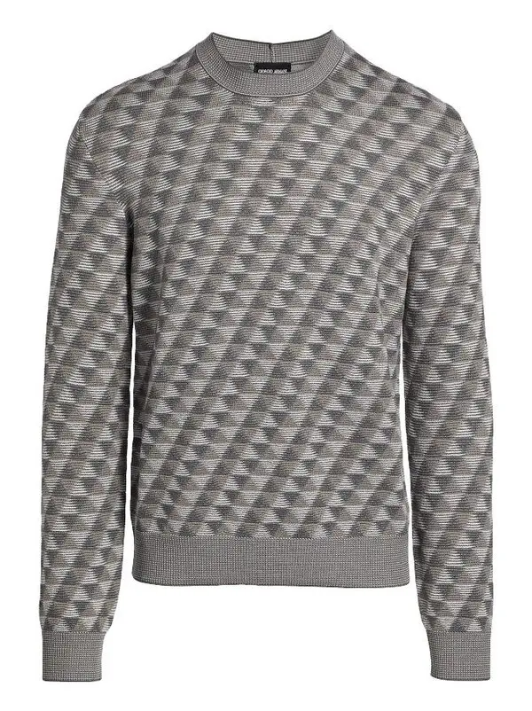 Giorgio Armani Geo Print Crewneck Sweater - Grey