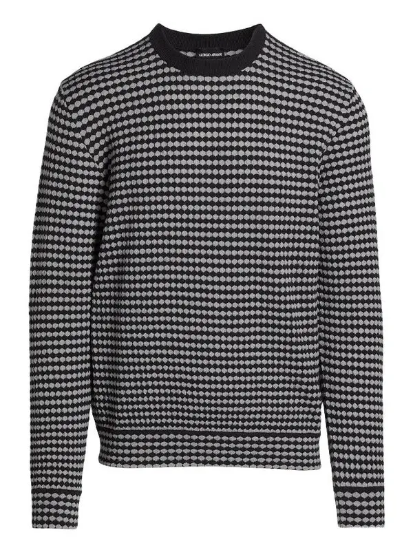 Giorgio Armani Geo Print Crewneck Sweater - Navy