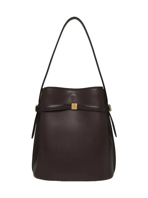 TOTEME Belted Leather Bucket Bag - Bark