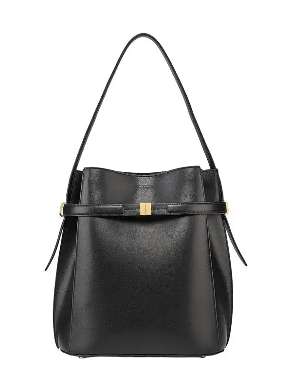 TOTEME Belted Leather Bucket Bag - Black