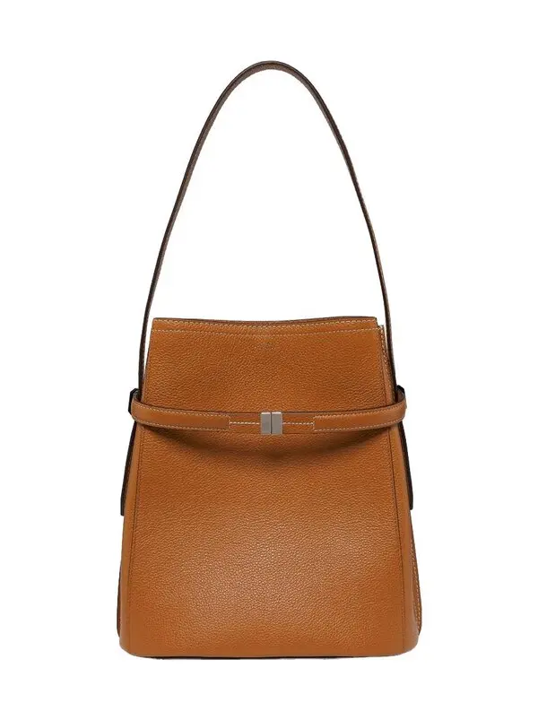 TOTEME Belted Leather Bucket Bag - Brown
