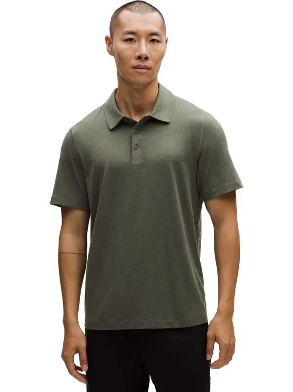 Lululemon Soft Jersey Short-sleeve Polo Shirt - Heathered Army Green/heathered Willow Leaf