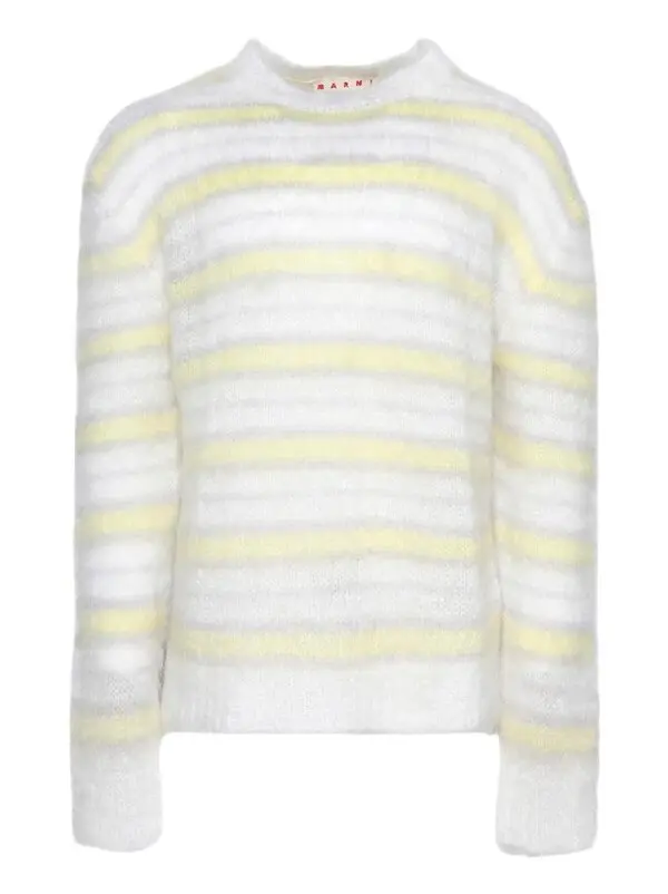 Marni Long Sleeve Mohair Sweater - Lily White