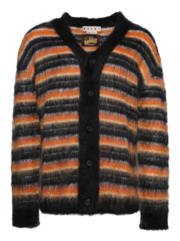 Marni Striped Mohair Cardigan - Black