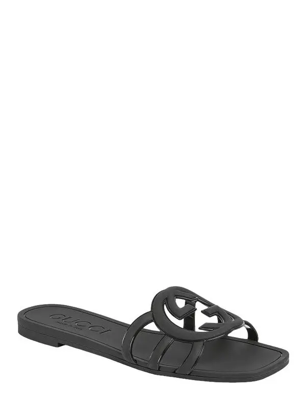 Gucci Palma Rubber Slides - Nero