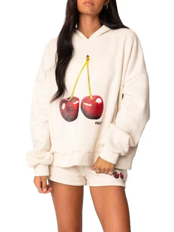 EDIKTED Mon Cheri Cotton Blend Hoodie - Cream