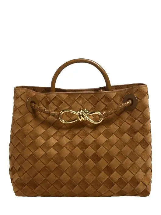 Bottega Veneta Small Andiamo Intrecciato Shoulder Bag - 9910 Brown