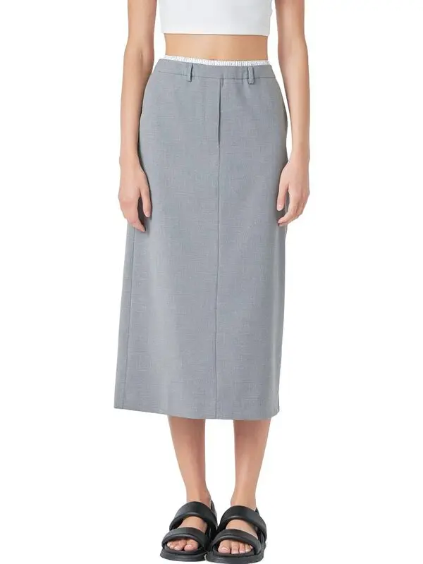 GREY LAB Boxer Waist Straight Skirt - Grey
